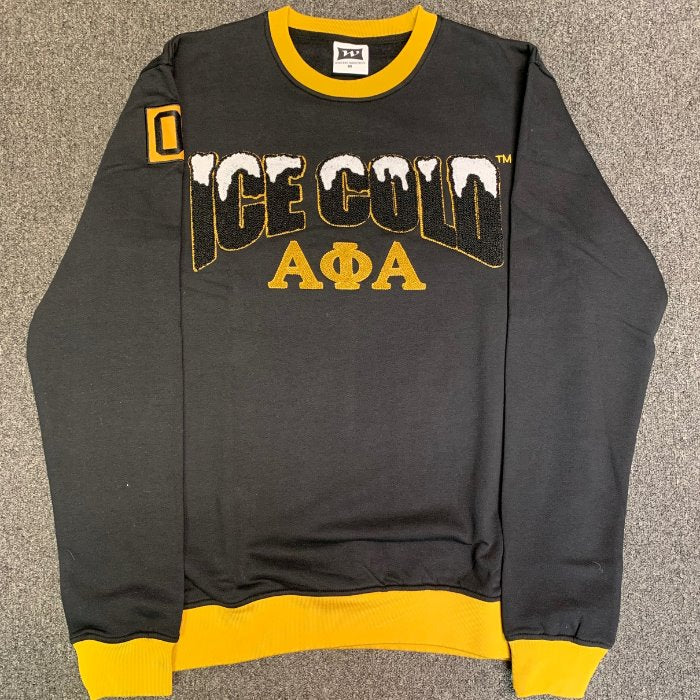Alpha Phi Alpha "ICE COLD" Chenille Sweater Black