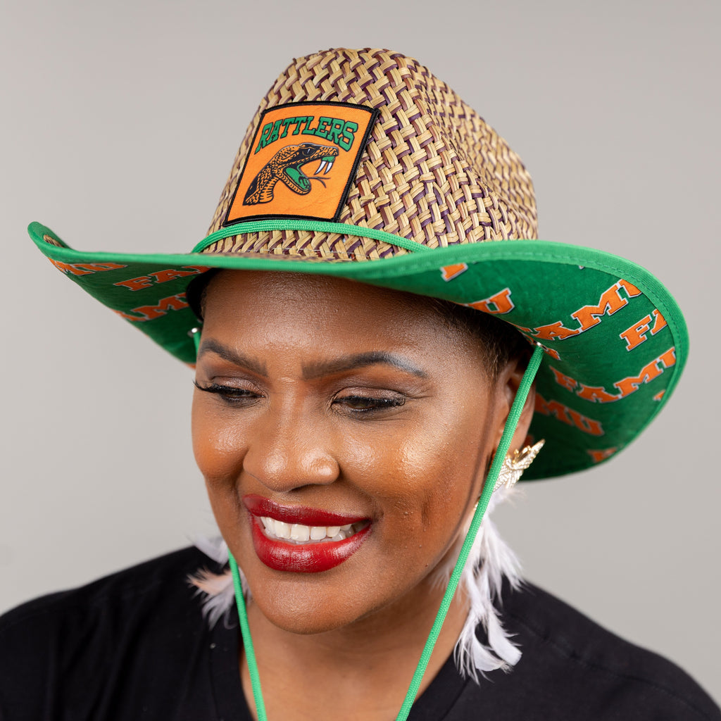 Florida A&M University (FAMU) Straw Cowboy Hat with Strap
