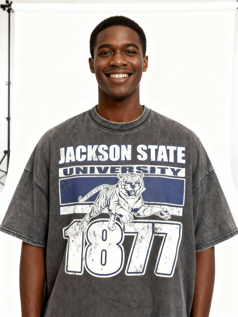 Jackson State University Oversized Acid Wash Box Tee