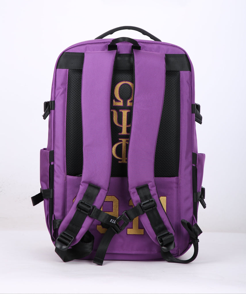 Omega Psi Phi Embroidered Purple and Gold Backpack