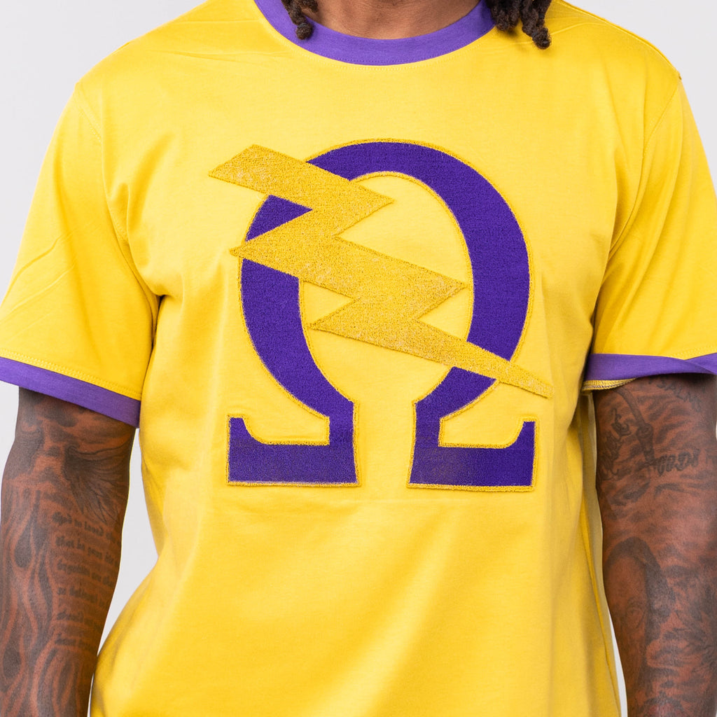Omega Psi Phi Omega Bolt Brush Embroidery Tee