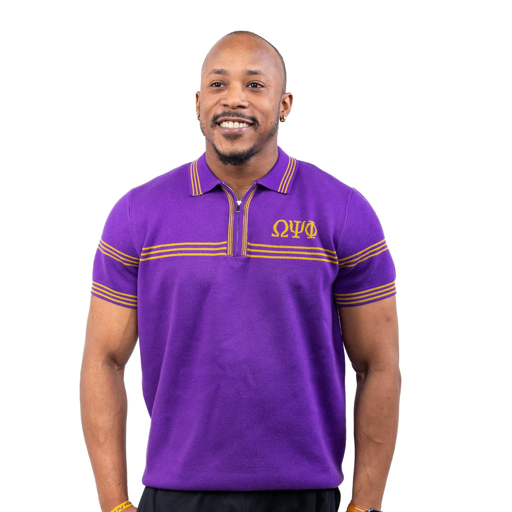 Omega Psi Phi Purple Knitted Polo