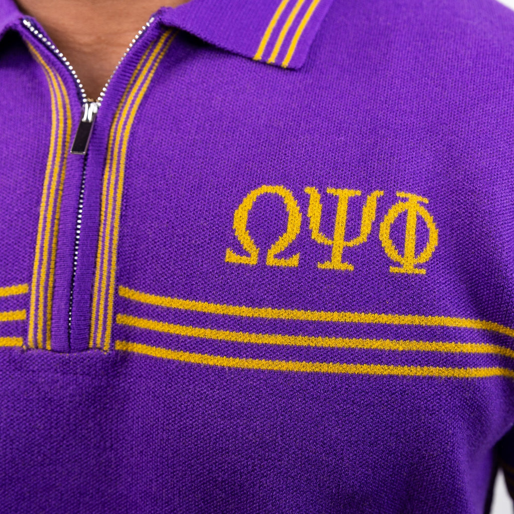 Omega Psi Phi Purple Knitted Polo
