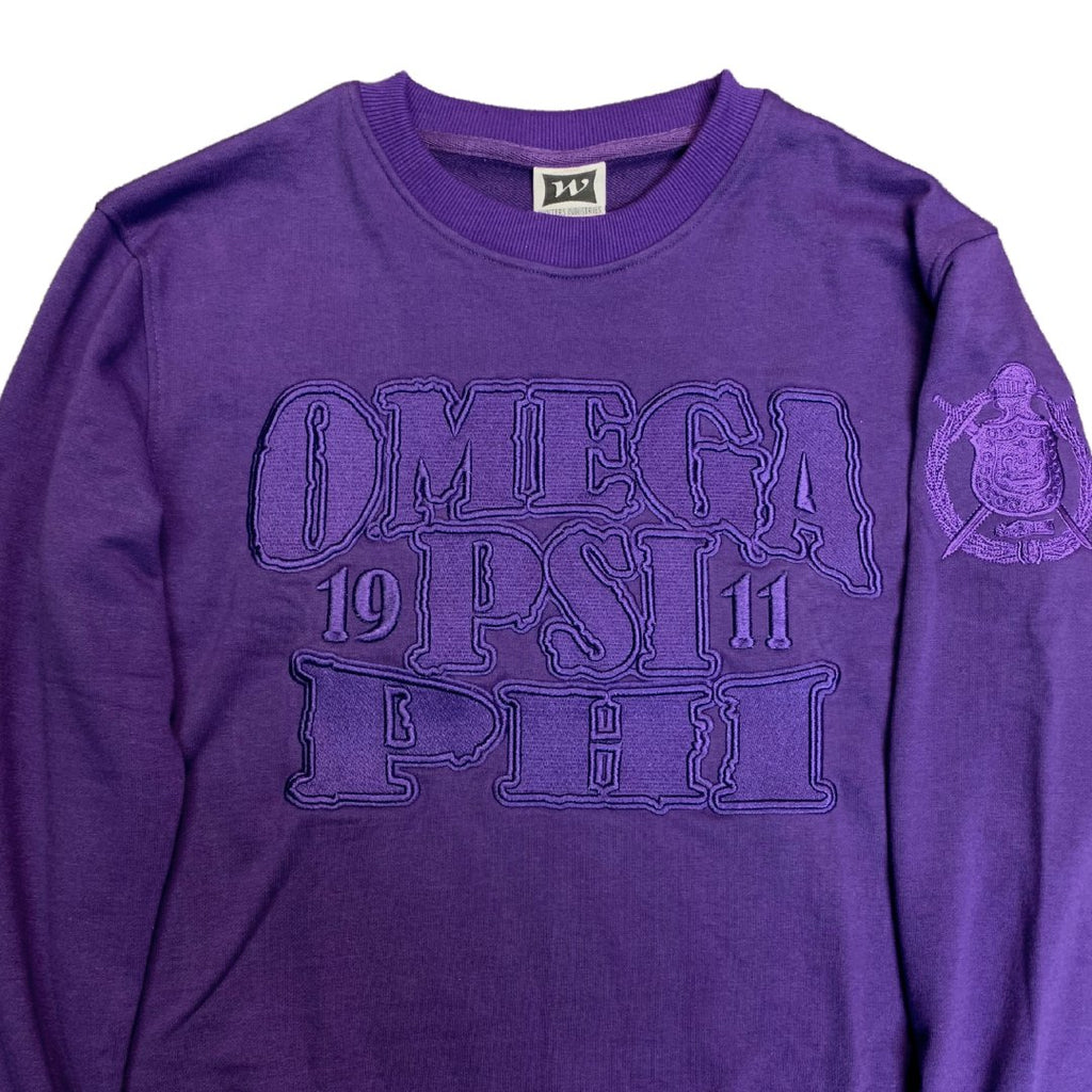 Omega Psi Phi Purple on Purple Crewneck Sweater