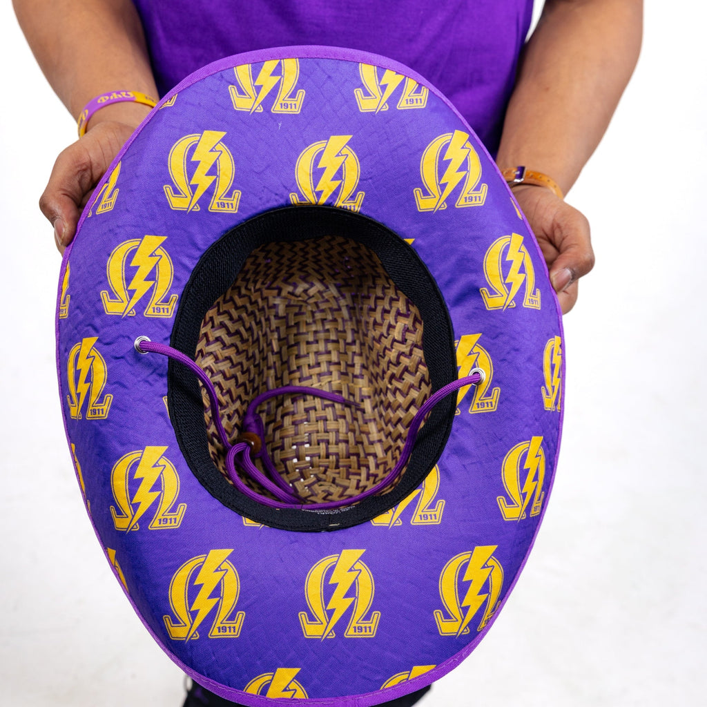 Omega Psi Phi Straw Cowboy Hat with Strap