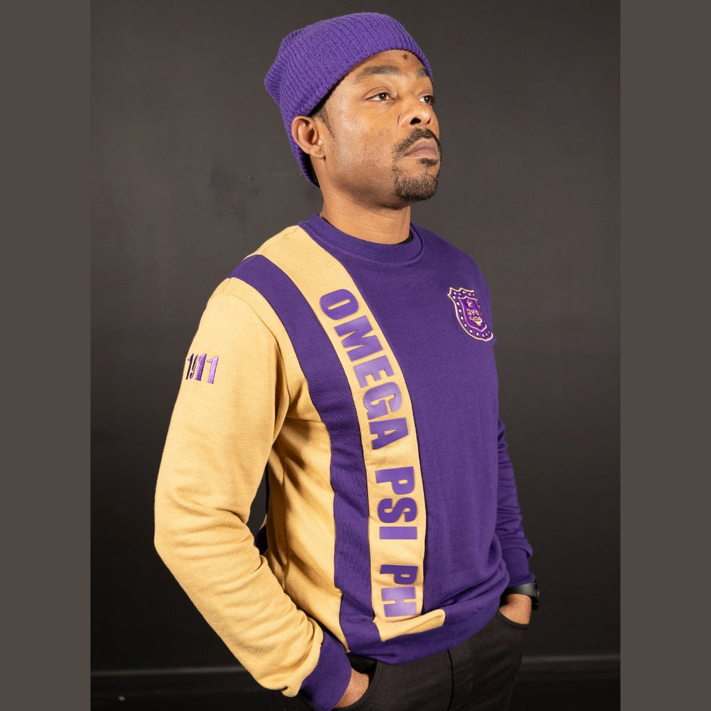 Omega Psi Phi Striped Sweater with Shield