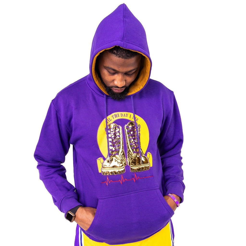 Omega Psi Phi 'Til The Day I Die Hoodie with "Gold Boots" and Purple S