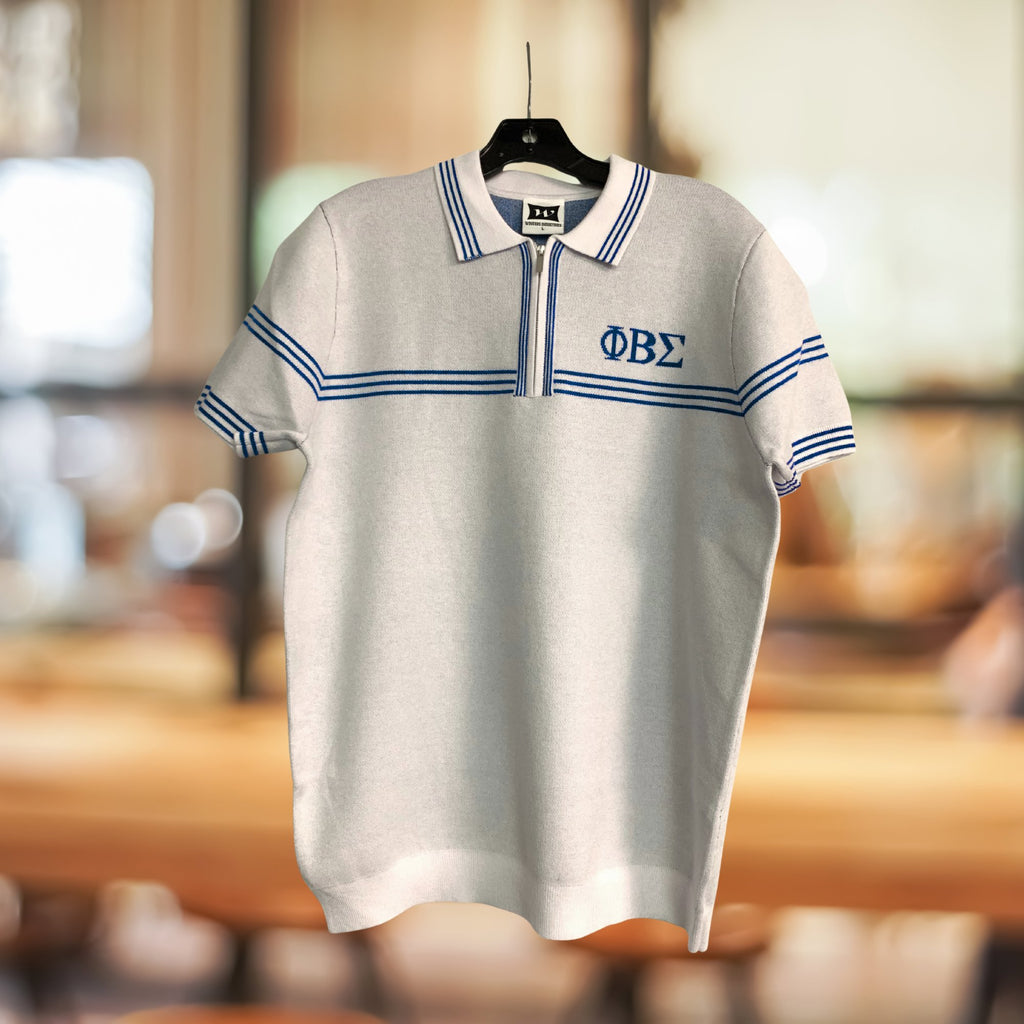 Phi Beta Sigma Knitted Polo White