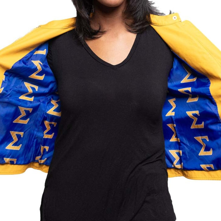PU Leather Embroidered Sigma Gamma Rho Jacket