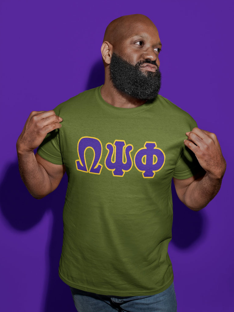 Omega Psi Phi Distressed Letter Tee/Sweatshirt