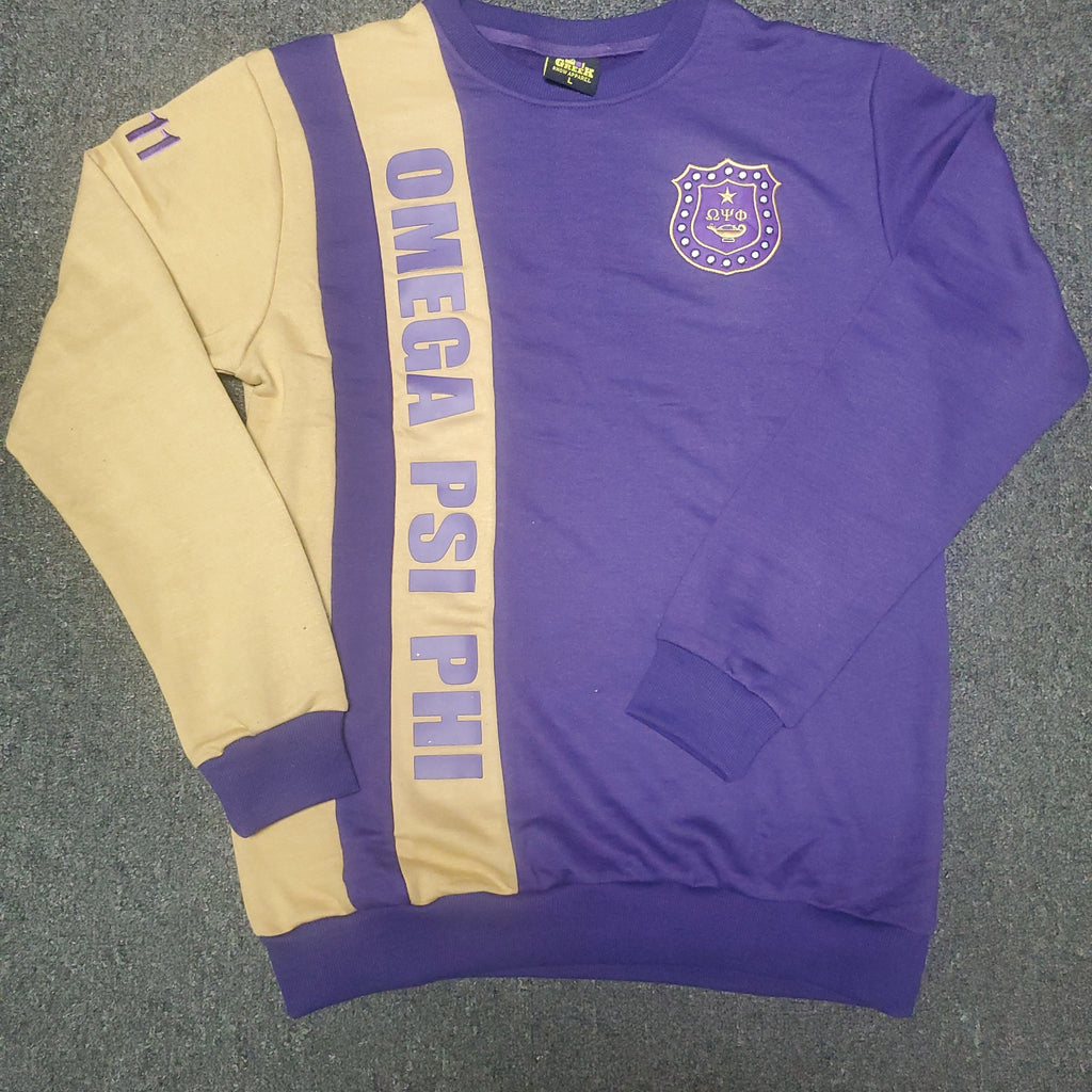 Omega Psi Phi Striped Sweater with Shield